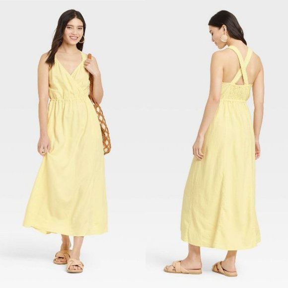 Universal Thread | Dresses | Universal Thread Yellow Midi Dress Linen ...